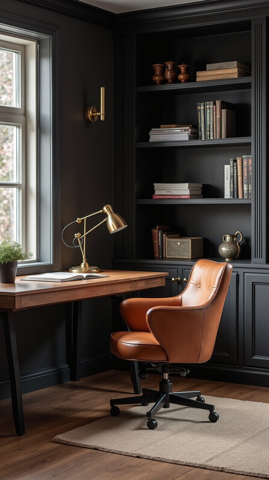 15 Moody Home Office Ideas for a Dark, Dramatic Look