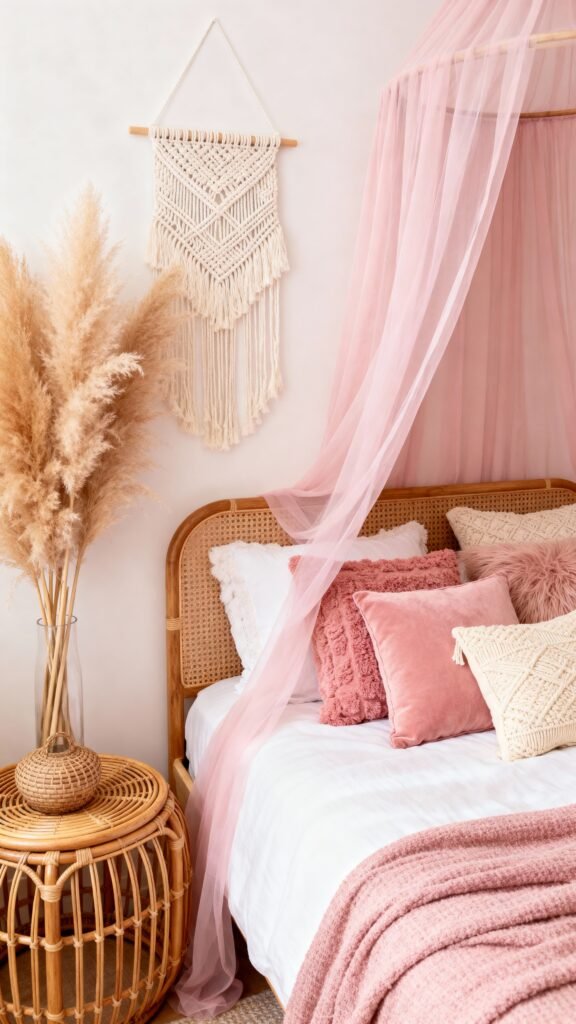 15 Pink Boho Bedroom Ideas for Soft and Playful Style